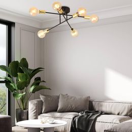 EMIBIG LIGHTING Deckenleuchte Veken 6B, sechsflammig schwarz/gold