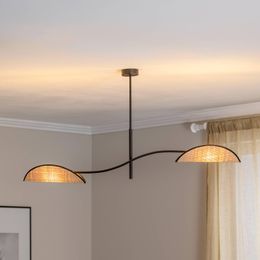EMIBIG LIGHTING Deckenlampe Lotus, schwarz/rattanoptik, 2-flammig