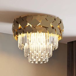 LUCANDE Miraia Kristall-Deckenleuchte, gold