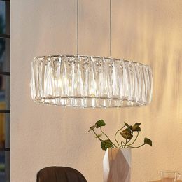 LINDBY Hängelampe Sofia, 68 cm, 3-flammig, E14, chrom/klar
