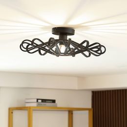 LINDBY Deckenleuchte Kaelen, schwarz, Eisen, Ø 45 cm, E27
