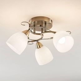 LINDBY Deckenleuchte Thaddeus, Ø 44 cm, altmessing, Glas