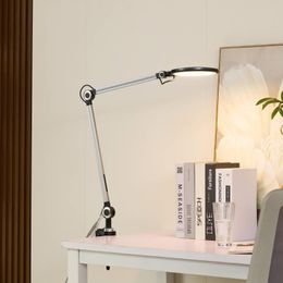 LINDBY LED-Klemmleuchte Nyxaris, grau, Metall, CCT, 52 cm