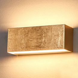 LINDBY LED-Wandlampe Quentin, 23cm breit, goldfarben, Metall