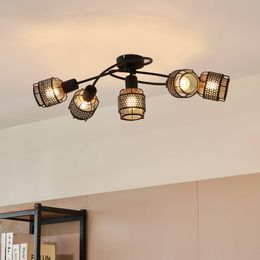 LINDBY Eudoria Deckenlampe 5-flammig schwarz/gold
