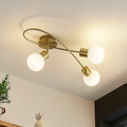 LINDBY Deckenlampe Elaina, 54 cm, 3-flg., messing, Glas, E14