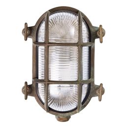 Außenwandlampe Tortuga oval 17cm messing-ant./klar