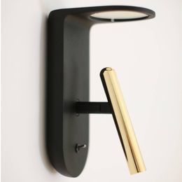 Stilnovo Schwarz-golden designte LED-Wandleuchte 2Nights_W2