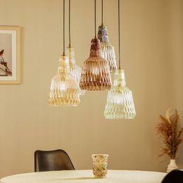LINDBY Hängeleuchte Belarion, multicolour, 5-flg., Ø 65 cm