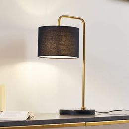 LINDBY Tischleuchte Hillary, schwarz/gold, Marmor, 49 cm