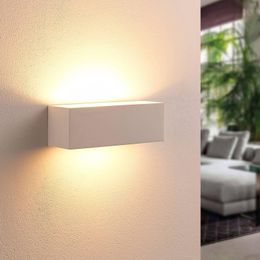 LINDBY Wandlampe Tjada, 22 cm, weiß, Gips, G9, bemalbar, 3er