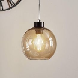 Luminex Pendellampe Gota mit Rauchglasschirm in Kugelform