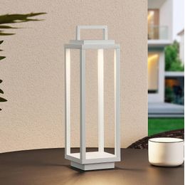 LUCANDE LED-Außenleuchte Mirina, weiß, Akku, Touchdimmer