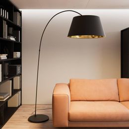 LINDBY Stehleuchte Esti, schwarz/gold, Stoff, Höhe 192cm