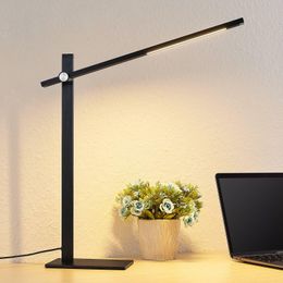 LUCANDE LED-Tischleuchte Wasko, schwarz, Metall, dimmbar
