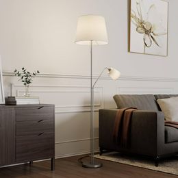 LINDBY Stehleuchte Nantwin, 175 cm, weiß, nickel, Textil