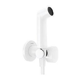 Hansgrohe Bidette Duschkopf 29232700 1 Strahlart S wassersparend für Warmwasser mit Duschkopfhalterung und Duschschlauch 125 cm, Mattweiß