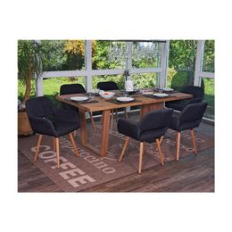 6er-Set Esszimmerstuhl MCW-A50 II, Stuhl K&uuml;chenstuhl, Retro 50er Jahre Design ~ Textil, dunkelgrau, helle Beine