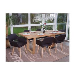 6er-Set Esszimmerstuhl MCW-A50 II, Stuhl K&uuml;chenstuhl, Retro 50er Jahre Design ~ Kunstleder, braun, helle Beine