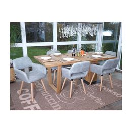 6er-Set Esszimmerstuhl MCW-A50 II, Stuhl K&uuml;chenstuhl, Retro 50er Jahre Design ~ Textil, vintage betongrau, helle Beine