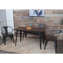 Esszimmer-Set MCW-H10, 2xEsszimmerstuhl Sitzbank Esszimmertisch Kunstleder Ulme Holz MVG Industrial Gastronomie ~ braun