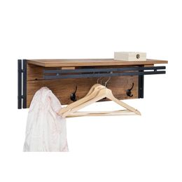 Wandgarderobe MCW-A27, Garderobe Regal, 4 Haken 24x75x24cm 3D-Struktur ~ Wildeiche-Optik