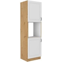 K&uuml;chen-Preisbombe K&uuml;chen Hochschrank 60 cm Stilo Weiss + Eiche Artisan K&uuml;chenzeile K&uuml;chenblock
