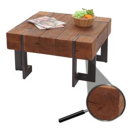 Couchtisch MCW-A15, Wohnzimmertisch, Tanne Holz rustikal massiv MVG-zertifiziert ~ braun 70x70cm