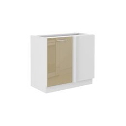K&uuml;chen-Preisbombe Lara Eckunterschrank 105 cm Cappuccino Hochglanz K&uuml;chenzeile K&uuml;chenblock K&uuml;che