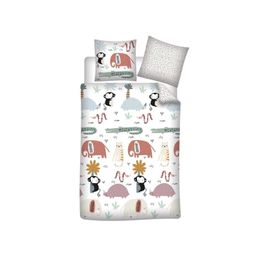 Kinder-Bettw&auml;sche Set mit Tierdesigns &ndash; Baumwolle 140x200 cm Bettbezug & Kissenbezug 65x65 cm