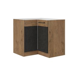 K&uuml;chen-Preisbombe Vigo Eckunterschrank 90x90 cm Eiche Lancelot Matera Grau K&uuml;chenzeile Einbauk&uuml;che