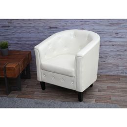MCW Sessel Stafford T810, Loungesessel Clubsessel, Chesterfield-Look, Kunstleder ~ Wei&szlig;