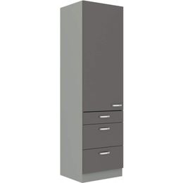 K&uuml;chen-Preisbombe K&uuml;chen Hochschrank 60 Bianca Grau Hochglanz + Grau K&uuml;chenzeile K&uuml;chenblock Grey