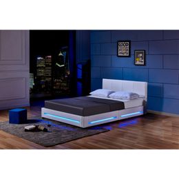 Home Deluxe LED Bett Asteroid 160 x 200, Wei&szlig;