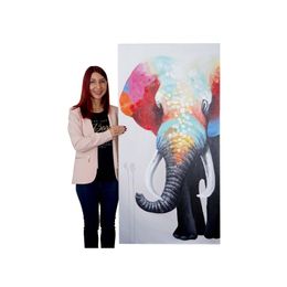 MCW Wandbild Elefant II, 100% handgemaltes &Ouml;lgem&auml;lde Gem&auml;lde XL, 140x70cm