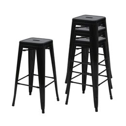 4er-Set Barhocker MCW-A73, Barstuhl Tresenhocker, Metall Industriedesign stapelbar ~ schwarz