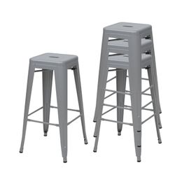 4er-Set Barhocker MCW-A73, Barstuhl Tresenhocker, Metall Industriedesign stapelbar ~ grau