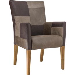 Armlehnstuhl Home Affaire "King", braun (braun, eiche geölt), B:60cm H:92cm T:65cm, Polyester, Stühle, Bezug aus Microfaser