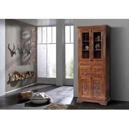 Vitrine Akazie 80x50x195 nougat lackiert OXFORD #454