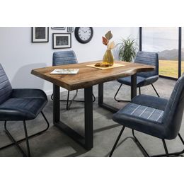 Baumtisch Mango 140x90x77 natur lackiert / U-Beine anthrazit matt FREEFORM 5