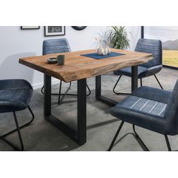Baumtisch Sheesham 140x90x77 natur gebeizt / U-Beine anthrazit matt FREEFORM 5