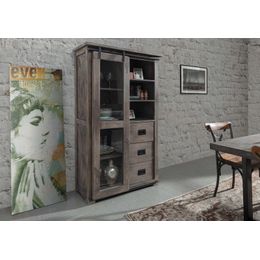 Vitrine Mango 100x45x175 grau lackiert RAILWAY #226
