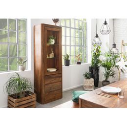 Vitrine Sheesham 70x40x202 walnuss gewachst TORONTO #210