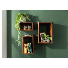 Wandregal Set Sheesham 45x20x30 walnuss gewachst TORONTO #242