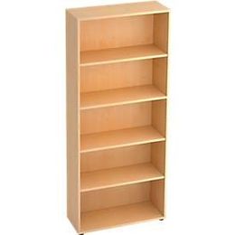 Regal für Anbauwand TARA, 5 Ordnerhöhen, stapelbar, B 800 x T 330 x H 1880 mm, Ahorn-Dekor