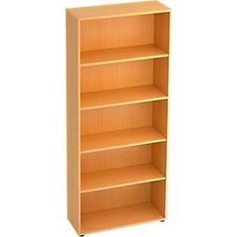 Regal für Anbauwand TARA, 5 Ordnerhöhen, stapelbar, B 800 x T 330 x H 1880 mm, Buche-Dekor