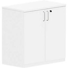Flügeltürenschrank BEXXSTAR, 2 Ordnerhöhen, Holztüren, H 825 mm, weiß