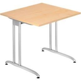 Schreibtisch TARA, C-Fuß, Rechteck, B 800 x T 800 x H 720 mm, Ahorn-Dekor