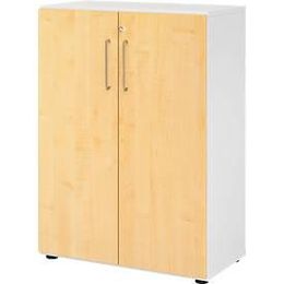 Schränke Breno, 3 OH, abschließbar, 28 kg je Boden, B 800 x T 420 x H 1100 mm, weiß/Ahorn