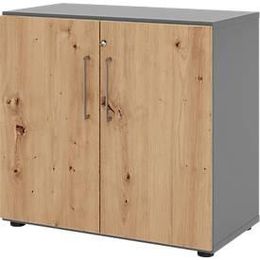 Schränke Breno, 2 OH, abschließbar, 28 kg je Boden, B 800 x T 420 x H 748 mm, graphit/Asteiche